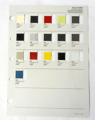 2008 SMART CAR PPG COLOR PAINT CHIP CHART | eBay Australia
