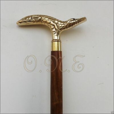 Brass Handle Wooden Walking Stick Cane Vintage Style Gift Vintage Ali ...