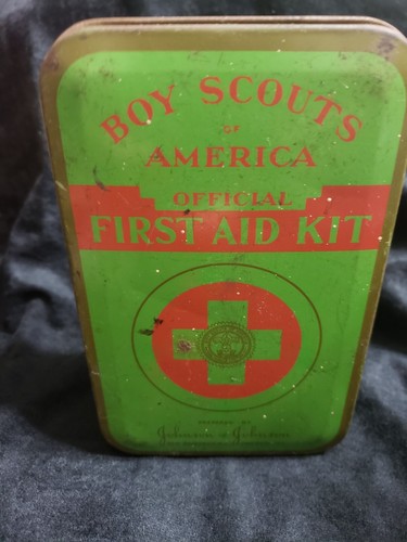 Vintage Boy Scouts of America First Aid Kit Metal Tin Box Johnson ...