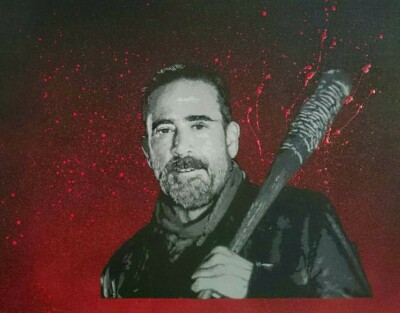 Negan The Walking Dead Portrait, Stencil Painting TWD Fan Art 12" x 16 ...