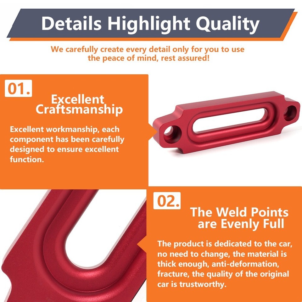 RED 4.8" Hawse Fairlead Winch Synthetic Rope Bolt Pattern For ATV UTV ...