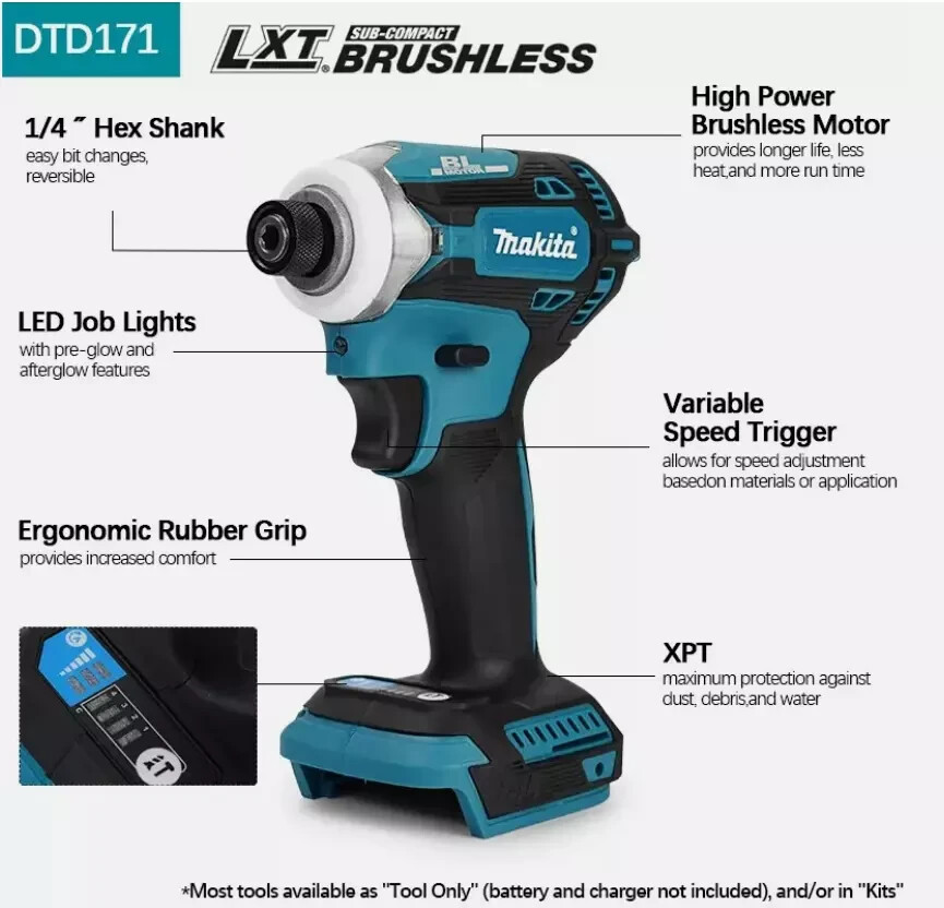 Makita DTD171 Impact Driver 18V BL Motor Bare Tool Unit BRUSHLESS ...