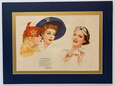 Oct. 1941 Esquire Pin Up Girls by ALBERTO VARGA, matted, Army, Navy ...