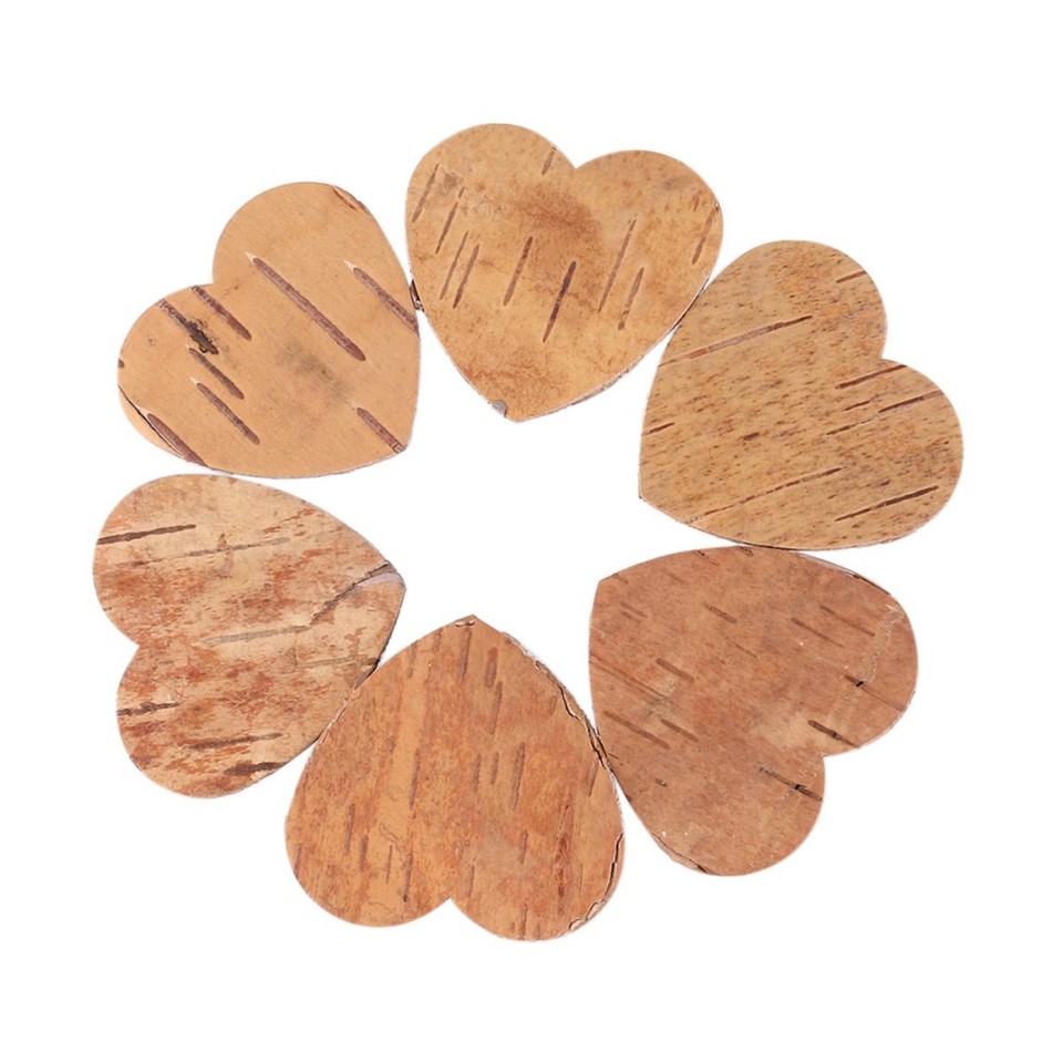160pcs Birch Bark Heart Shaped Wooden Chips Rustic Wood Ornaments Table ...