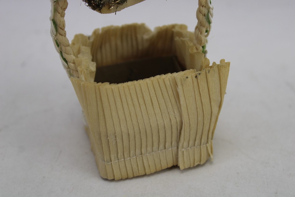 2 Vintage Victorian Scrap Candy Basket Ornaments Die Cut Crepe Paper ...