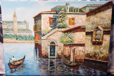 oil canvas Michael M HARDING ART PAINTING 1984 L-334 canals Venice ...