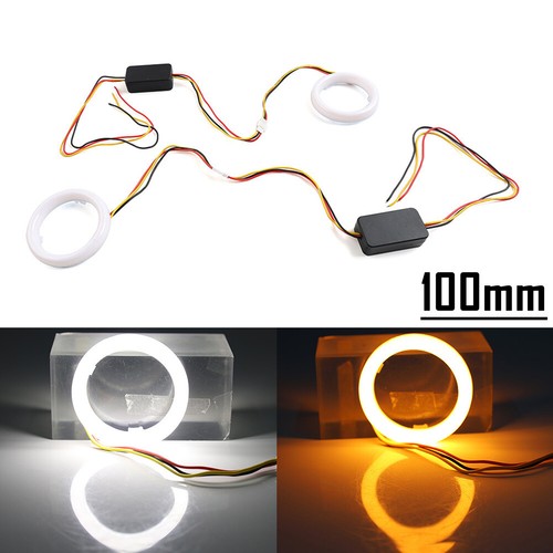 100MM Switchback LED Angel Eyes Halo Rings Car Headlight Retrofit White ...