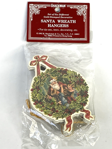 B. SHACKMAN Cardboard Santa Wreath Hanger Christmas Ornaments 1992 ...