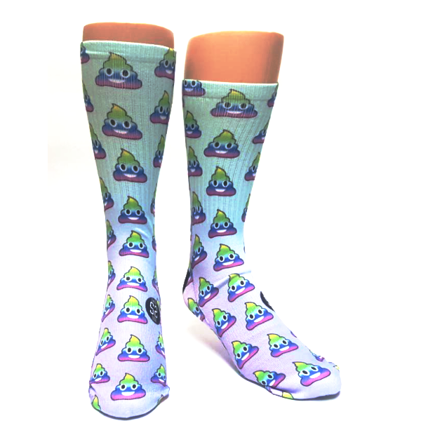 BRAND NEW ADULT / JUNIOR SAVVY SOX RAINBOW POOP EMOJI SOCKS LIMITED ...