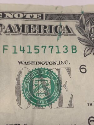 INK SMEAR ERROR WET INK TRANSFER MISPRINT ONE DOLLAR FANCY BILL SERIES ...