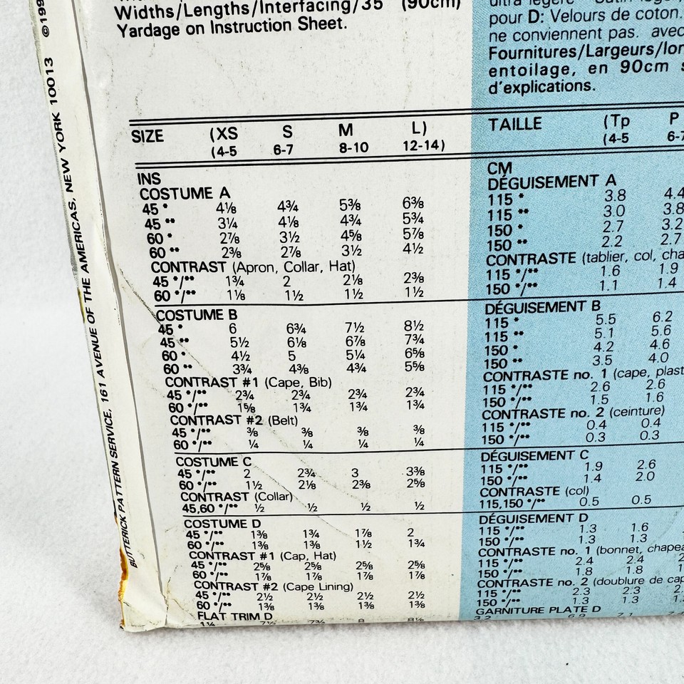 Butterick 6305 Pilgrim Lord Lady Costume Cosplay Childs Size XS L ...