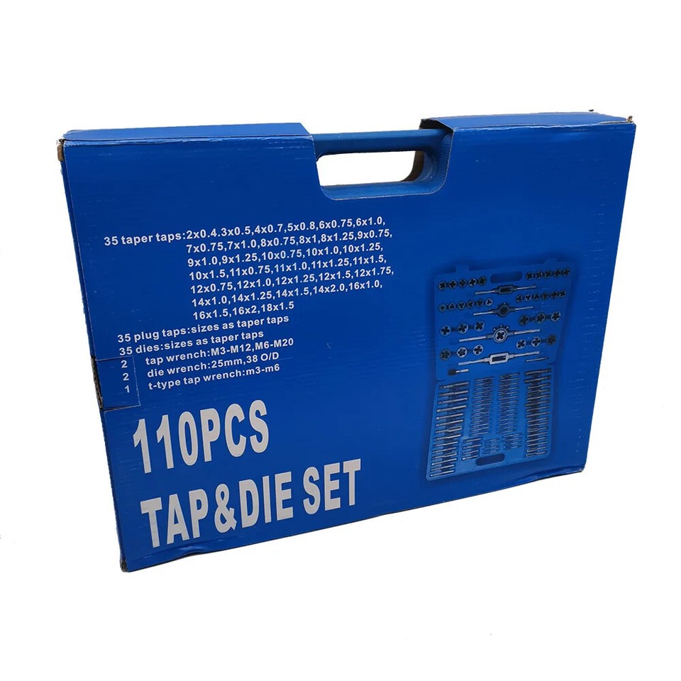 M2-M18 Complete Set of Tap and Die Sets, 110 Piece Set of Tap and Die ...