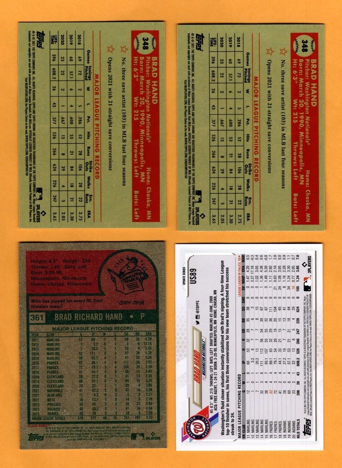 Brad Hand Baseball lot of 4 Nationals - Braves - UNLIMITED SHIPPING $4. ...