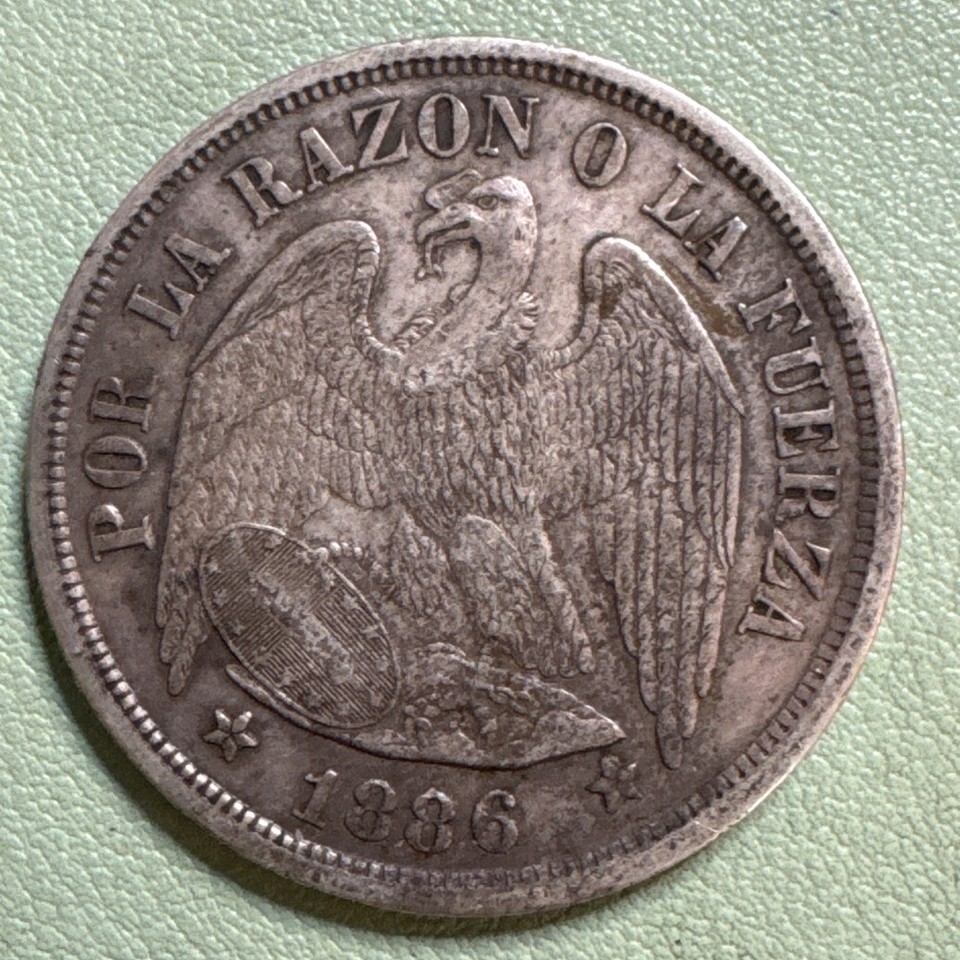 Chile Silver Un Peso 1886 Condor Km 142.1 | eBay