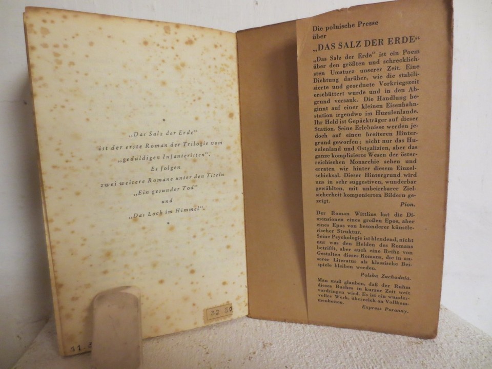 Joseph Wittlin 'Das Salz der Erde' -- ERSTAUSGABE -- Vorwort: Joseph ...