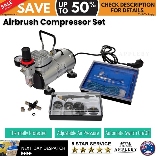 Airbrush Compressor Set Airbrushing Portable Single Cylinder Piston 2 ...
