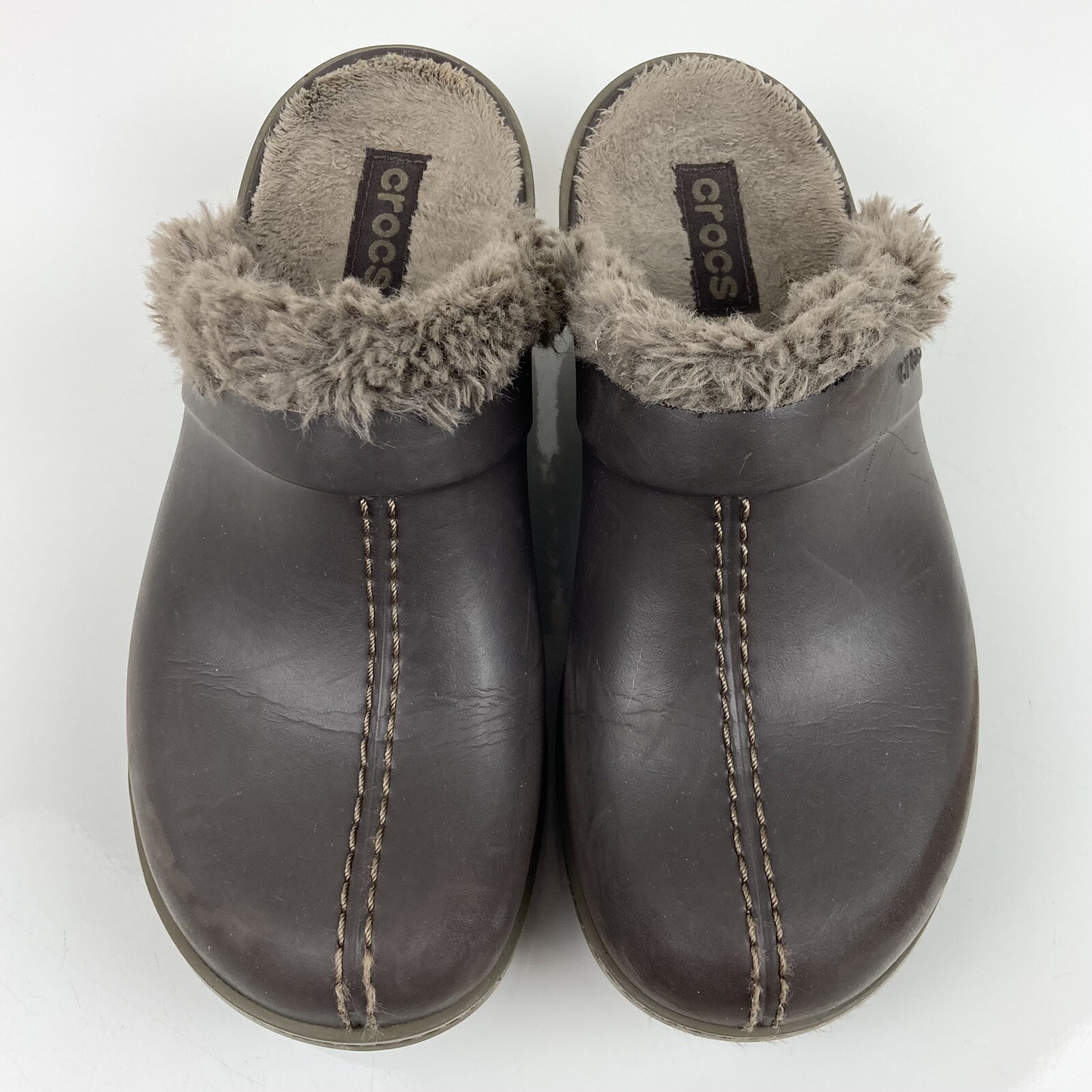 Crocs Women’s Eva Fur Lined Mule Clogs Brown Slip On … - Gem