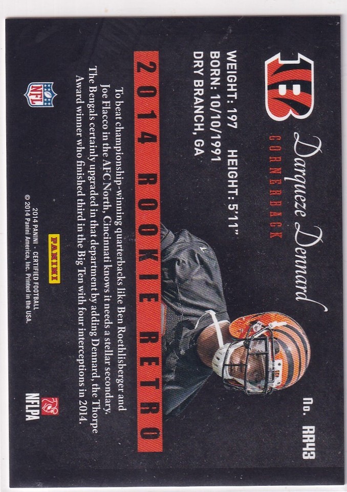 2014 Panini Certified #RR43 Darqueze Dennard Rookie Retro Red #/249 | eBay