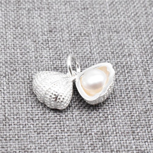 2pcs of 925 Sterling Silver Shiny Conch Charms 3D with Pearl Bead Shell ...
