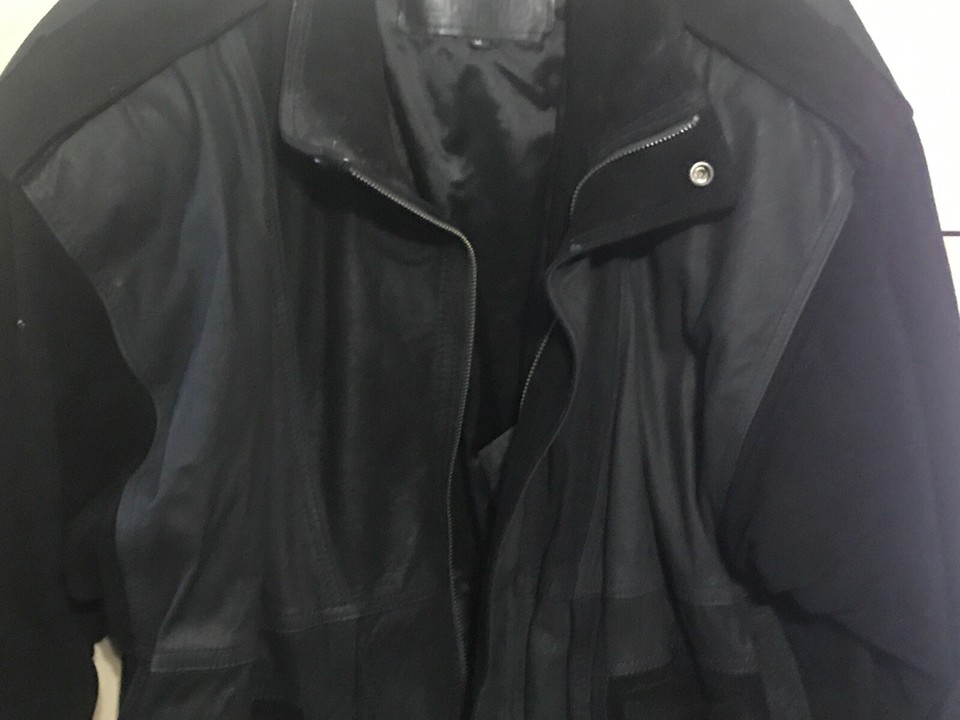 Men's GROUND ZERO Black Bomber Leather Jacket Coat - Size: Medium | eBay