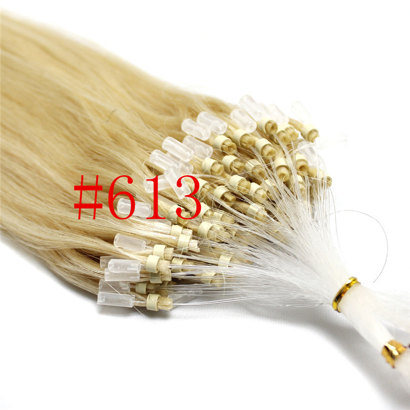 50S/100S Remy Loop Micro Ring Silicone Beads Human Hair Extensions 16 ...