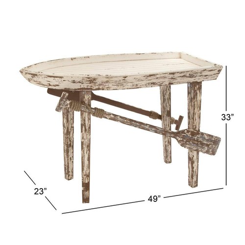 Litton Lane End Table W/ Oar Detailed Legs 23" Extra Large Distressed ...