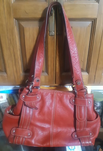 Tignanello Red "Perfect 10" Studded Handbag / Purse Genuine Leather | eBay