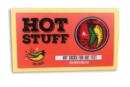 Hot Stuff! Chilli socks x 3 Pairs Boxed Gift Set | Unisex Adult UK 6 ...
