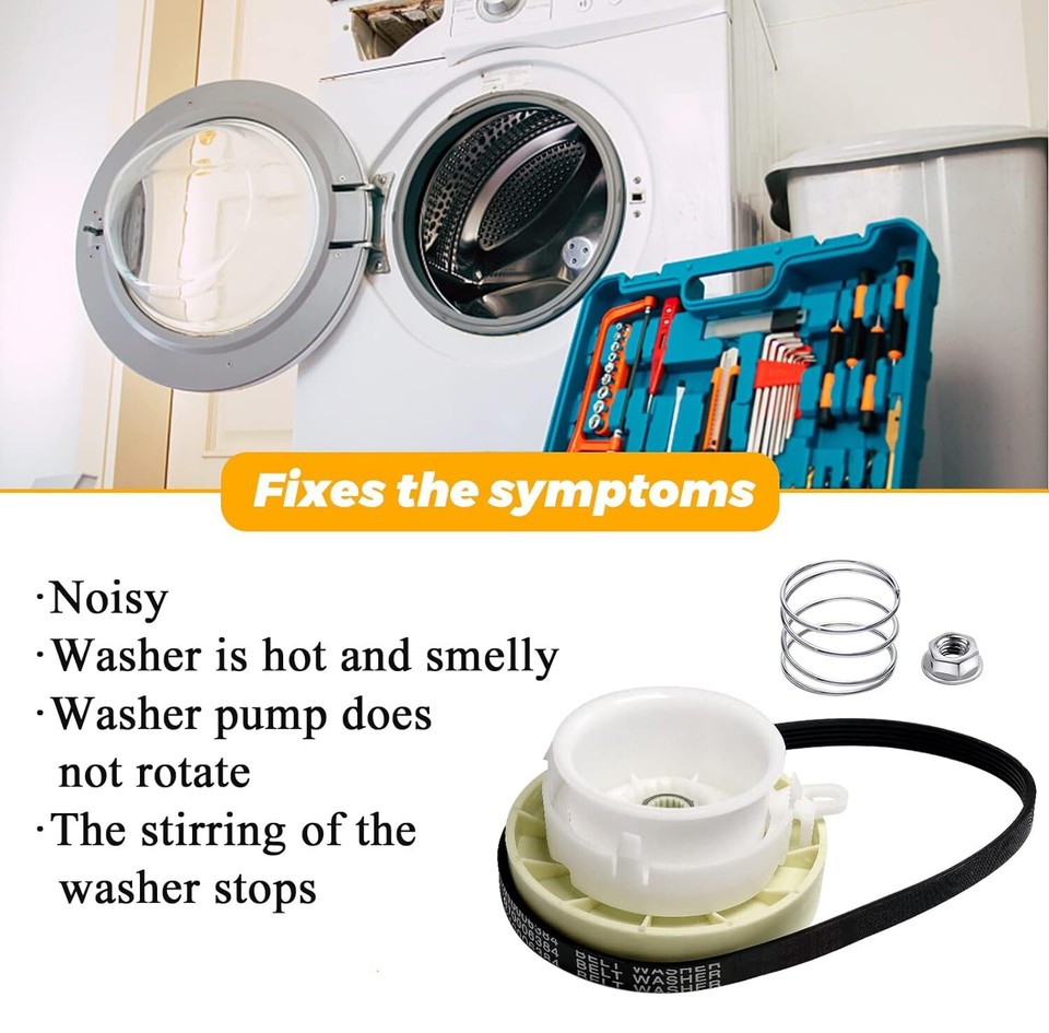 W10721967 Washer Pulley Clutch Kit & W10006384 Washing Drive Belt for ...