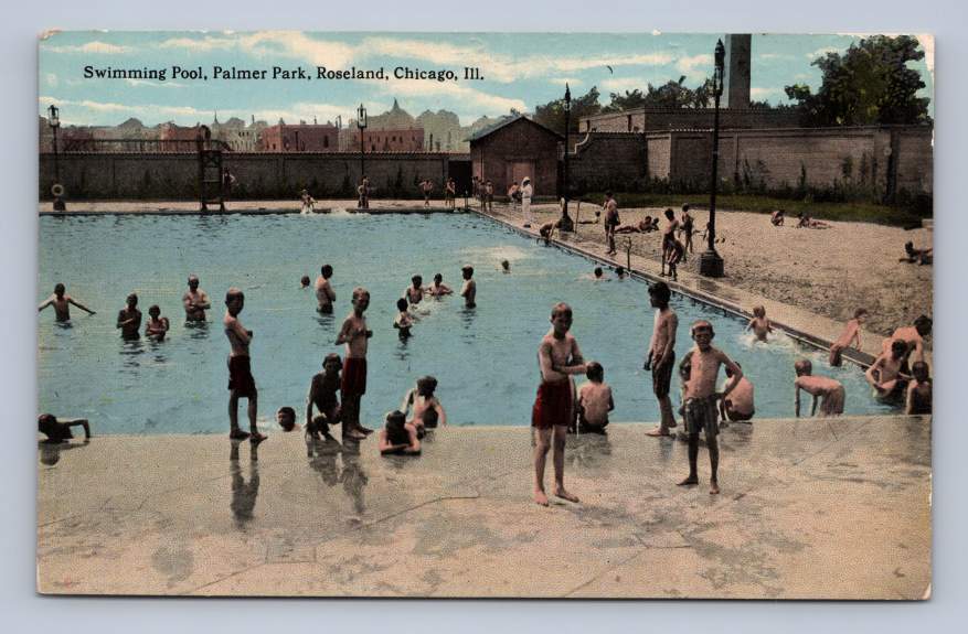 Little Roseland Kids at Palmer Park Swimming Pool CHICAGO Antique ...