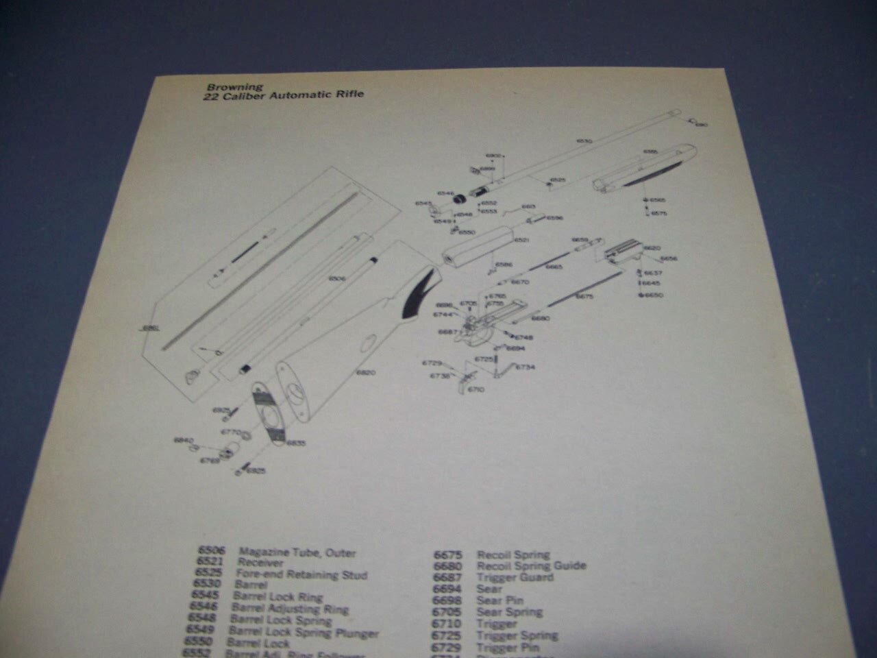 BROWNING .22 CAL AUTO & BL-22 LEVER ACTION RIFLE..LEGEND/EXPLODED VIEW ...