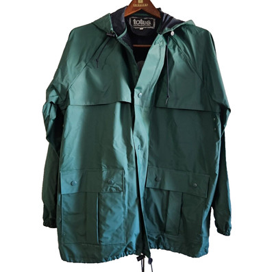 Totes Mens Rain Jacket Shell M Green Hooded PVC Unlined Waterproof ...