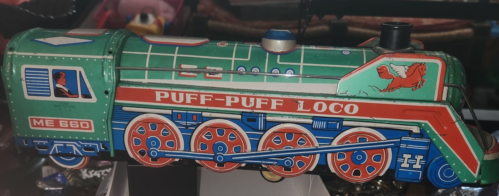 VINTAGE TIN LITHO TRAIN PUFF-PUFF LOCO ME 660 LIGHT+ SOUND WORKING NEW ...
