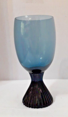 LOT OF 4 LENOX BLUE BELL CRYSTAL BLUE WATER GOBLETS RIB FOOTED BASE | eBay