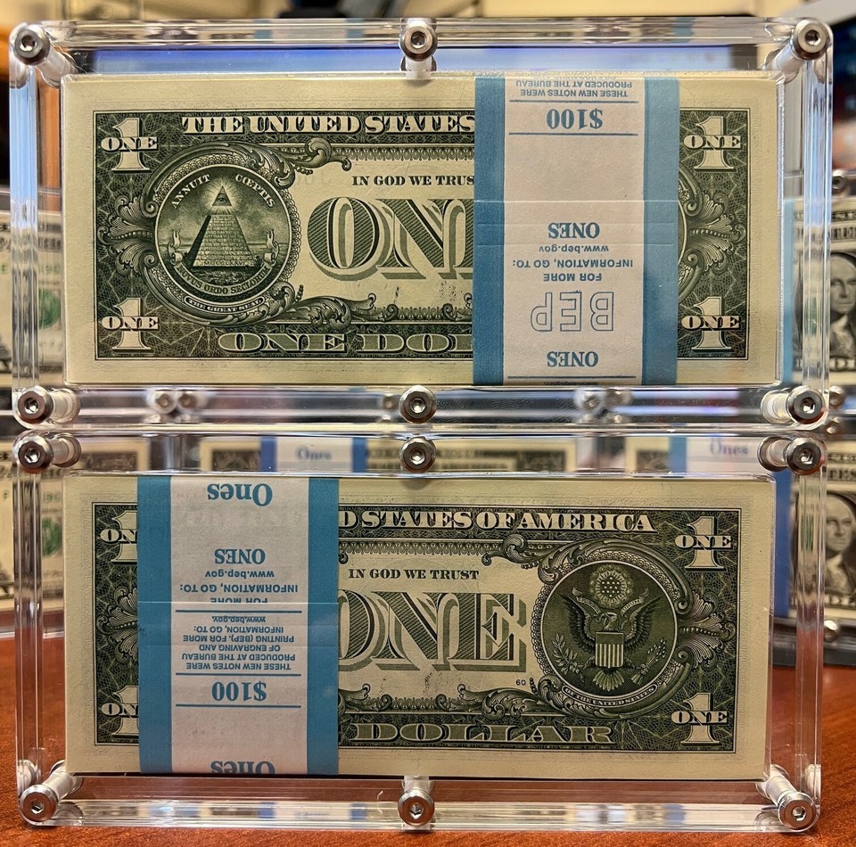 Acrylic Currency Display Case BEP 100 Pack Bank Note Dollar Frame Money ...