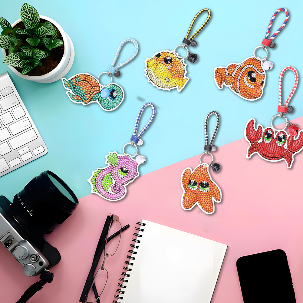 6pcs Cartoon Car Keychain Art Craft DIY Handmade Double Sided for Gifts ...