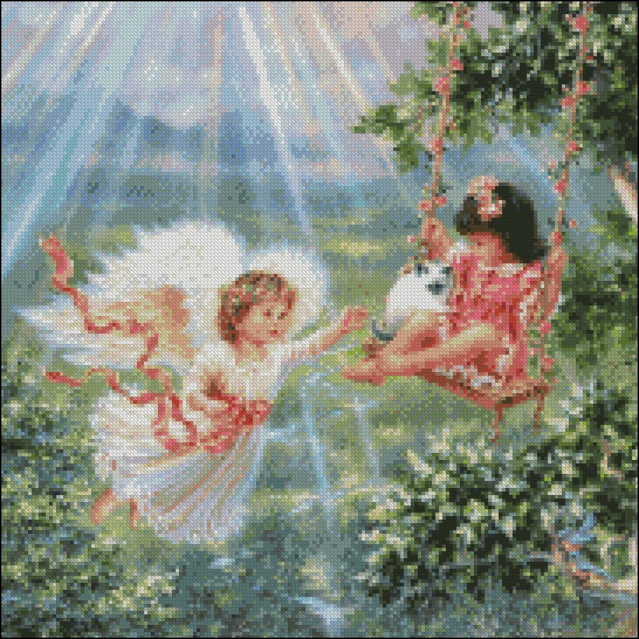Little Angels 18 - Counted Cross Stitch Patterns - Color & BW Symbols ...