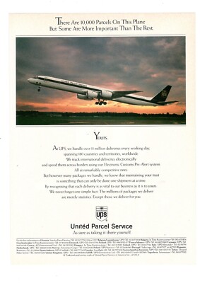 UPS UNITED PARCEL SERVICE Publicidad 1991 Avión Envíos 1 Página | eBay