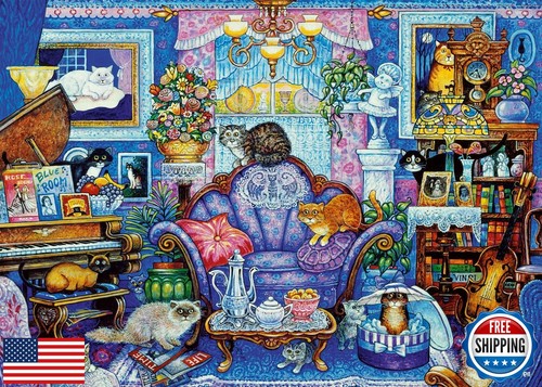 Wonder Forge Cats in The Blue Room 1000 Piece Jigsaw Puzzle for Adults ...