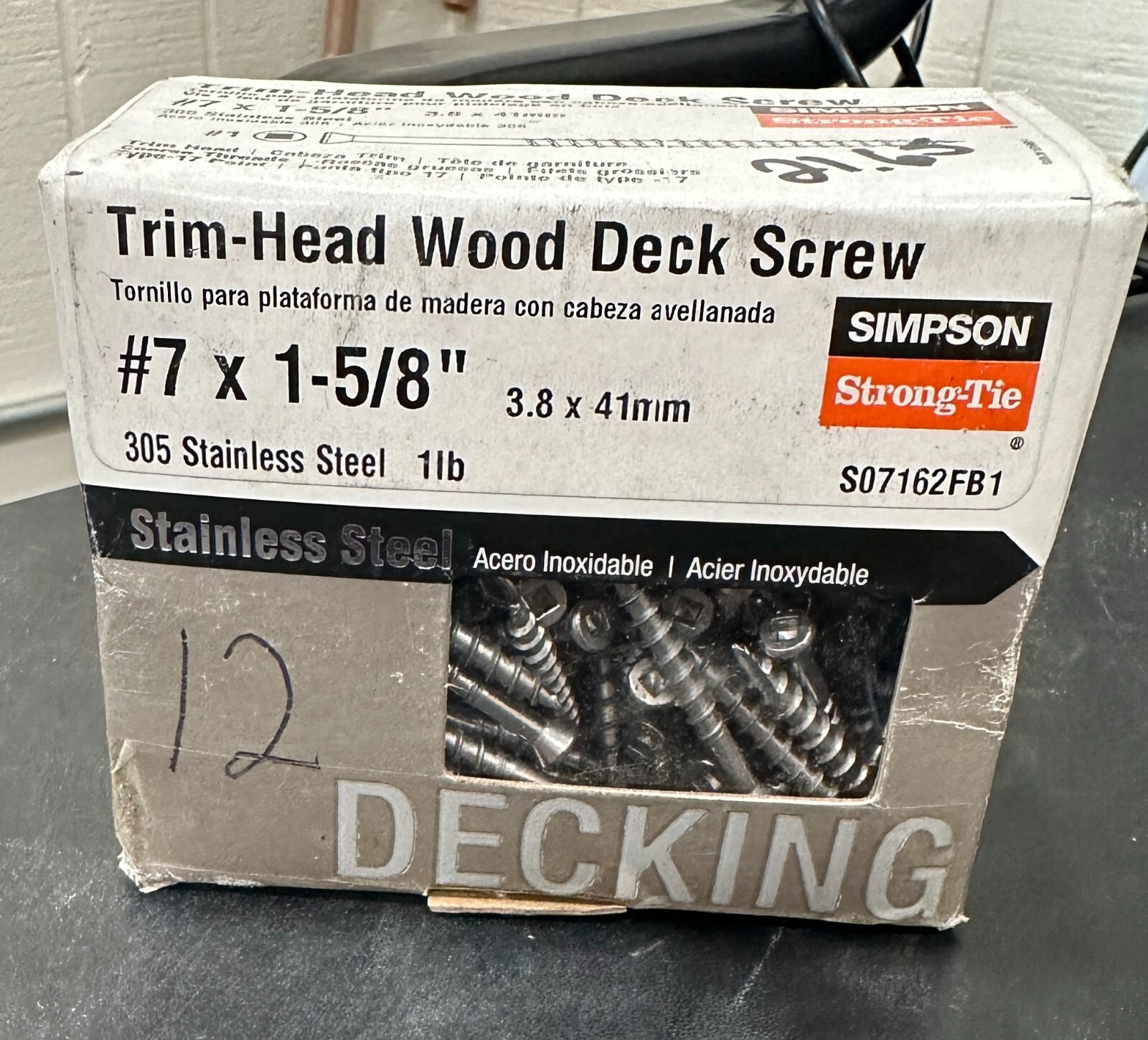 Simpson Strong-Tie Trim Head Wood Deck Screw 1lb Stainless Steel #7x1-5 ...