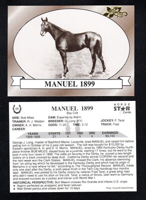 Manuel 1899 Kentucky Derby Winner 1990 Horse Star Cards Gold Foil Rare ...