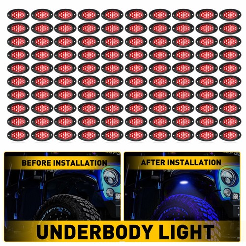 100X Red Under LED Car Underglow System Underbody Neon Light Kit Lamp ...