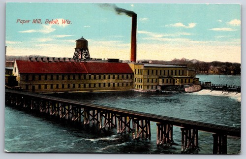 Beloit Wisconsin~Paper Mill Close~Smokestack~Water Tower~Railroad ...