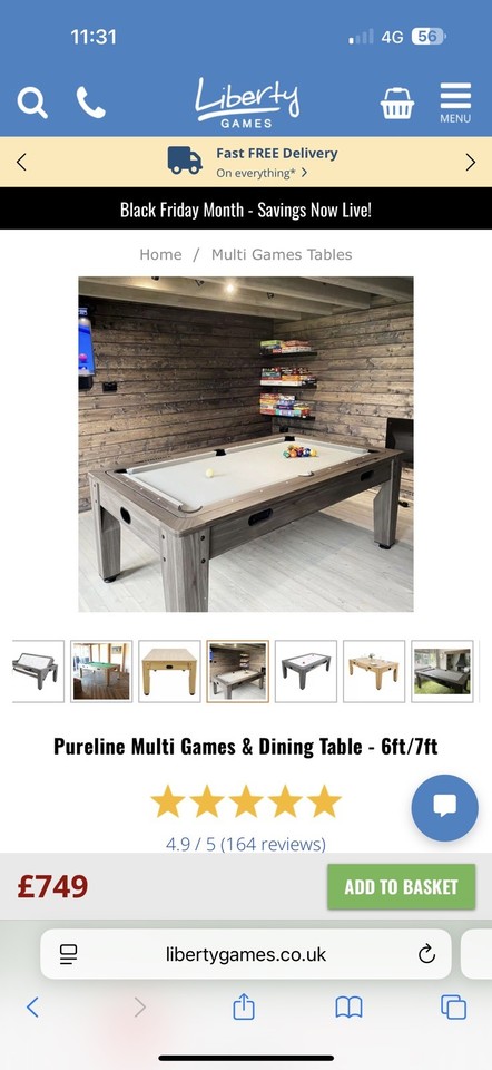 7ft Dining Table & 3 in 1 Pool Table Tennis Air Hockey Games Table ...