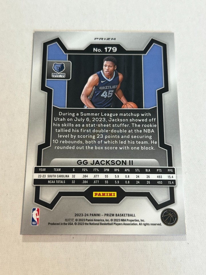 2023-24 Panini Prizm GG Jackson #179 Pink Ice Rookie Grizzlies SP JQ2 ...