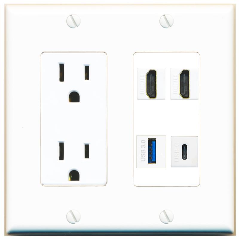 Wall Plates With Usb Ports AWAUO USB C Wall Outlet White Wall Mount 2