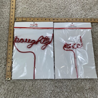 Santa Barbara Reusable Party Drinking Straw Word Straw Naughty Nice set ...