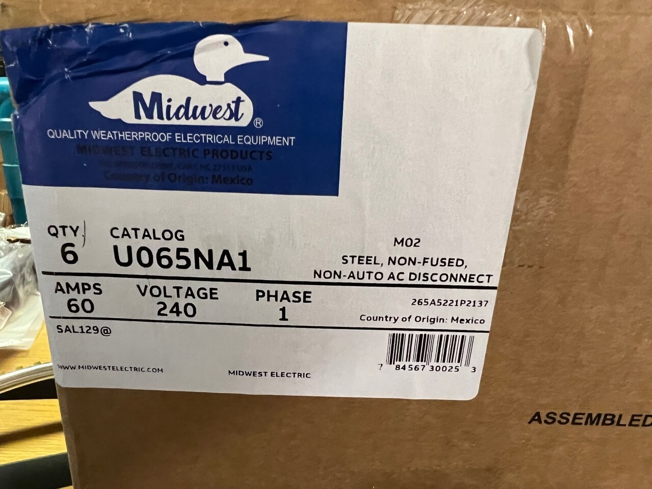 Box of 6 - Midwest U065NA1 Non-Automatic Disconnect Switch | eBay
