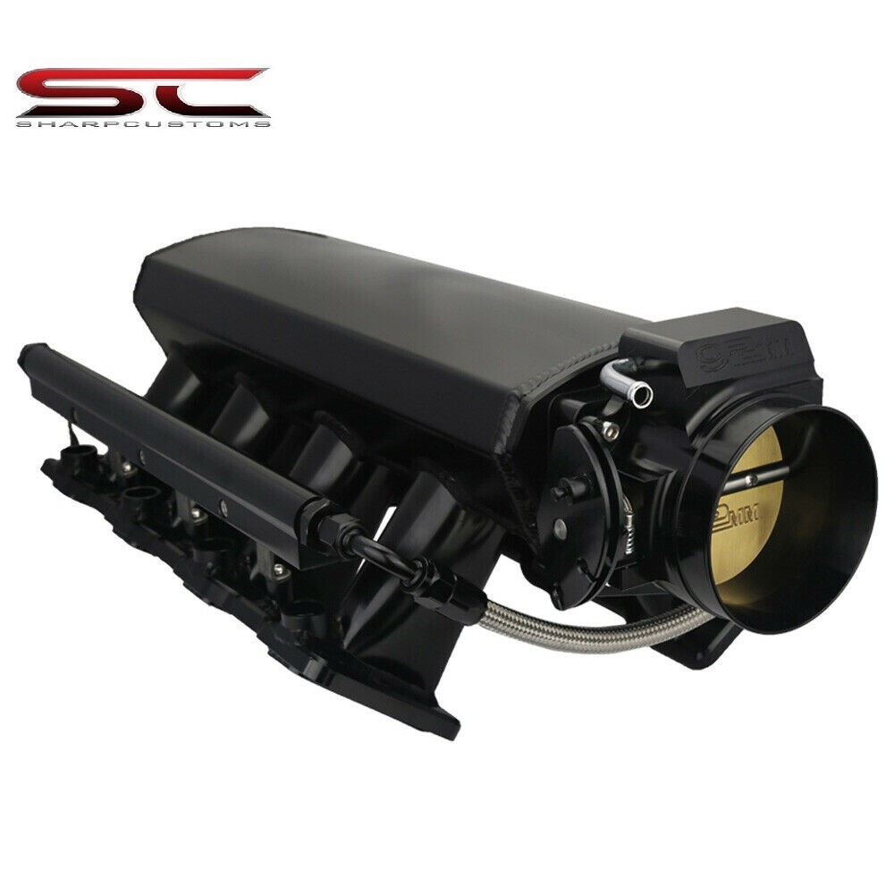 Black 92mm LS1 LS2 TIG WELDED Fabricated Intake Manifold Fuel Rails and ...