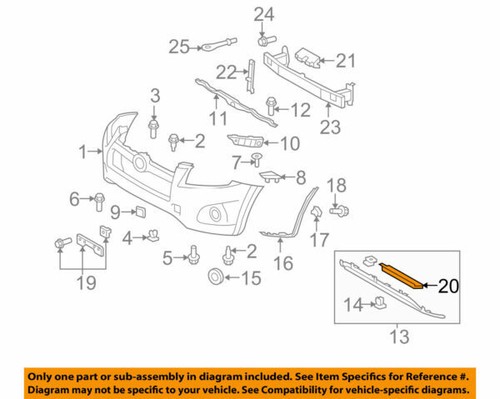 52111-42020 Toyota Bar, front bumper 5211142020, New Genuine OEM Part ...